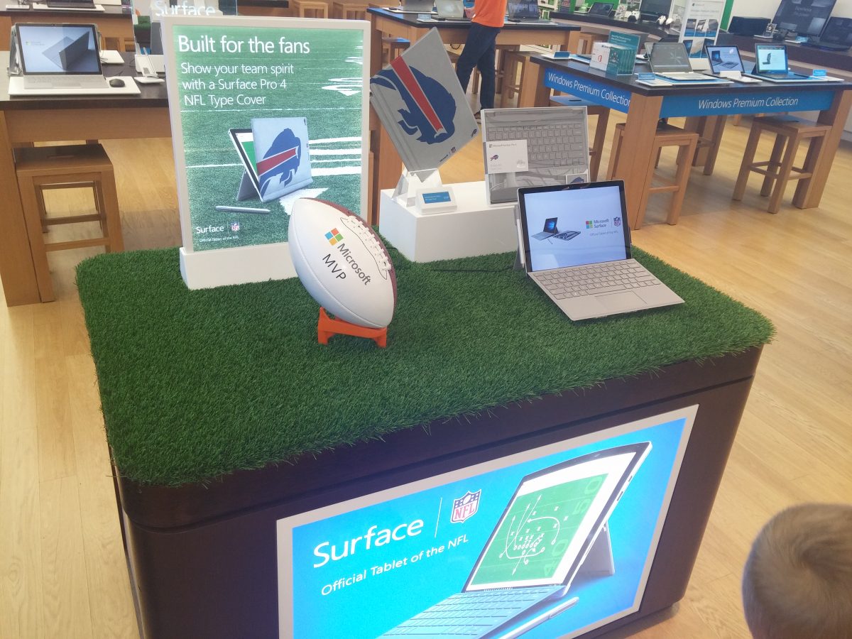 Artificial Turf By Custom Turf Outlet Lays NFL field at Microsoft Stores